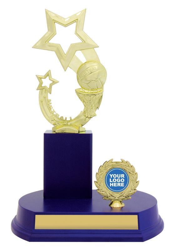 N4143 Netball Offset Column - Blue 25.5cm – Trophy Shop