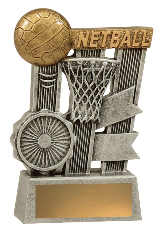 A1808A Netball Silver Ribbon 11cm – Trophy Shop